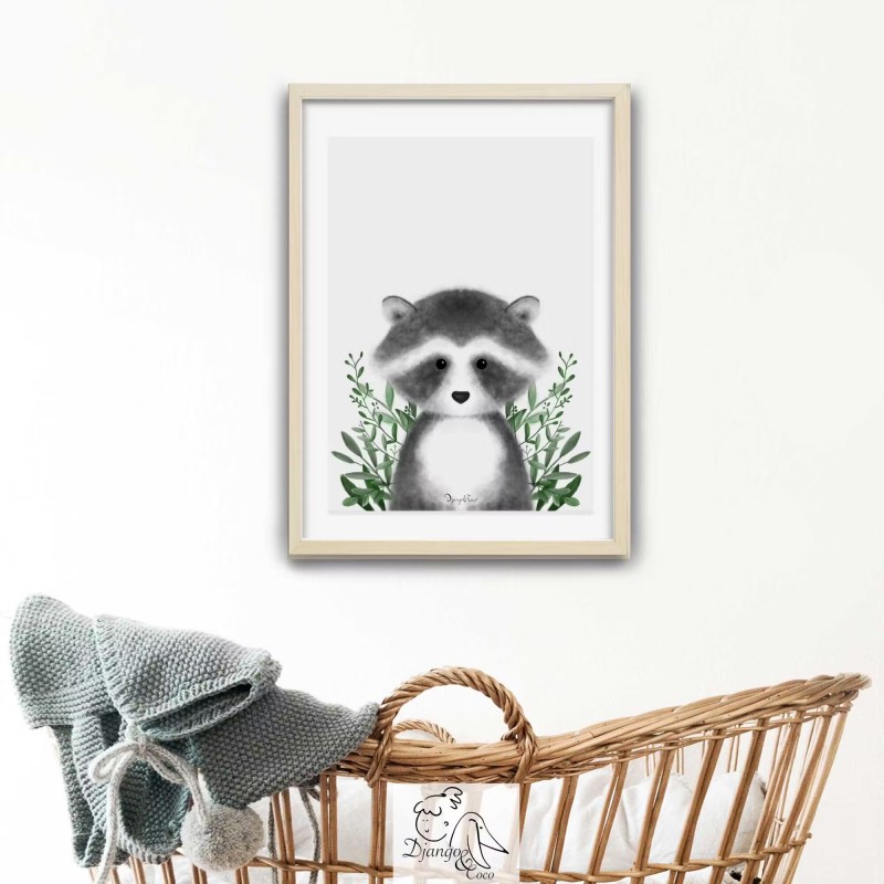 Affiche LE RATON LAVEUR AU FEUILLAGE